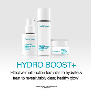 Neutrogena Hydro Boost+ Glycolic Acid Overnight Peel, Face Peel with Hyaluronic Acid & 10% Glycolic Acid to Exfoliate & Smooth Dull & Uneven Skin Texture, Fragrance-Free, 3.2 fl. oz