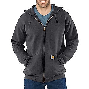 Carhartt Men's Loose Fit Midweight Full-Zip Sweatshirt, Carbon Heather, X-Large Tall