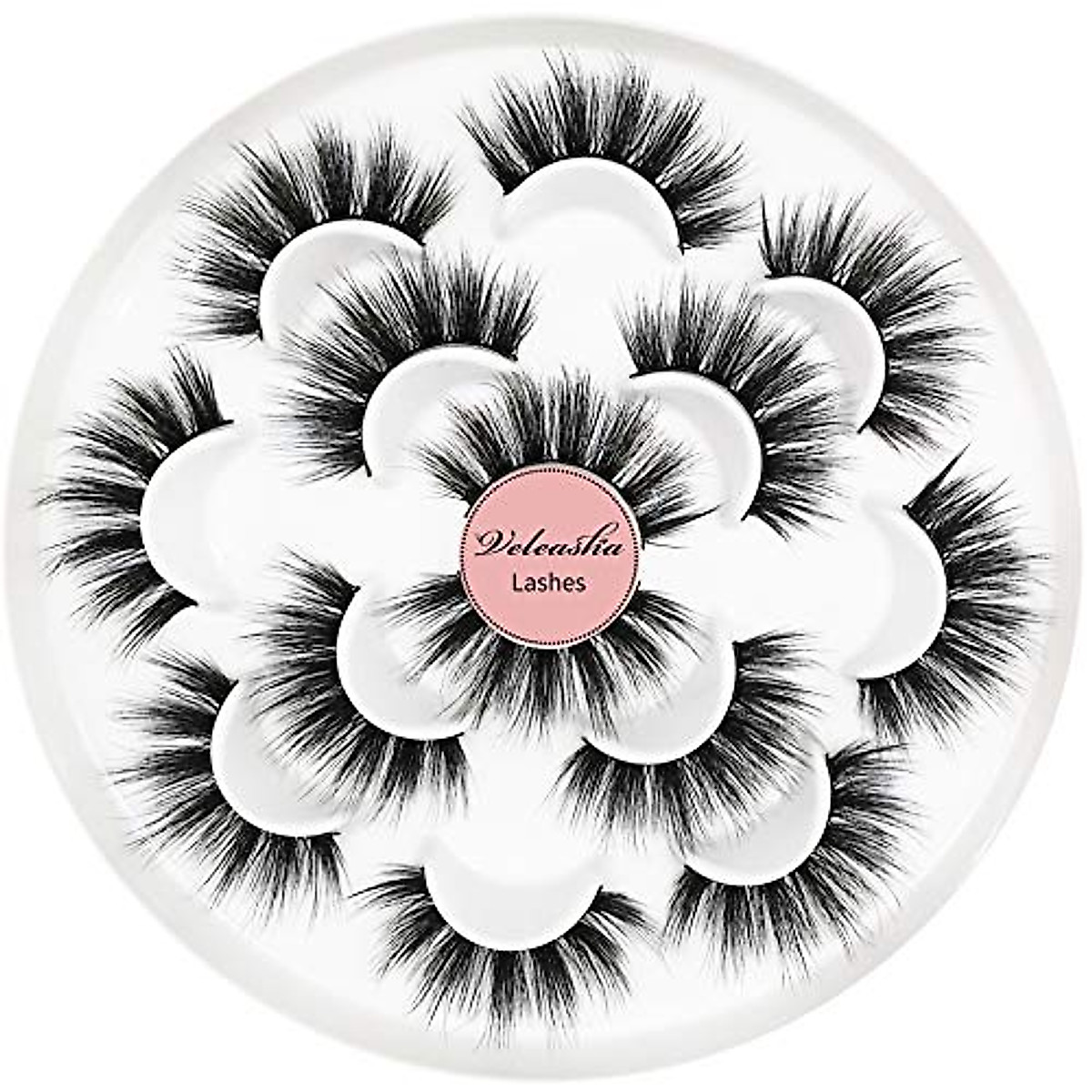 Veleasha Russian Strip Lashes and 5D Faux Mink Lashes ，Natural Lashes Wispy Fluffy False Eyelashes 2 Styles 2 Sets Pack