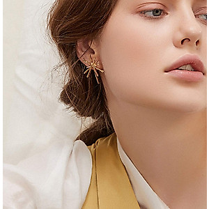 Jana WinkleGold Metal Firework Stud Earrings Women Big Earrings Studs Statement Chandelier Earrings