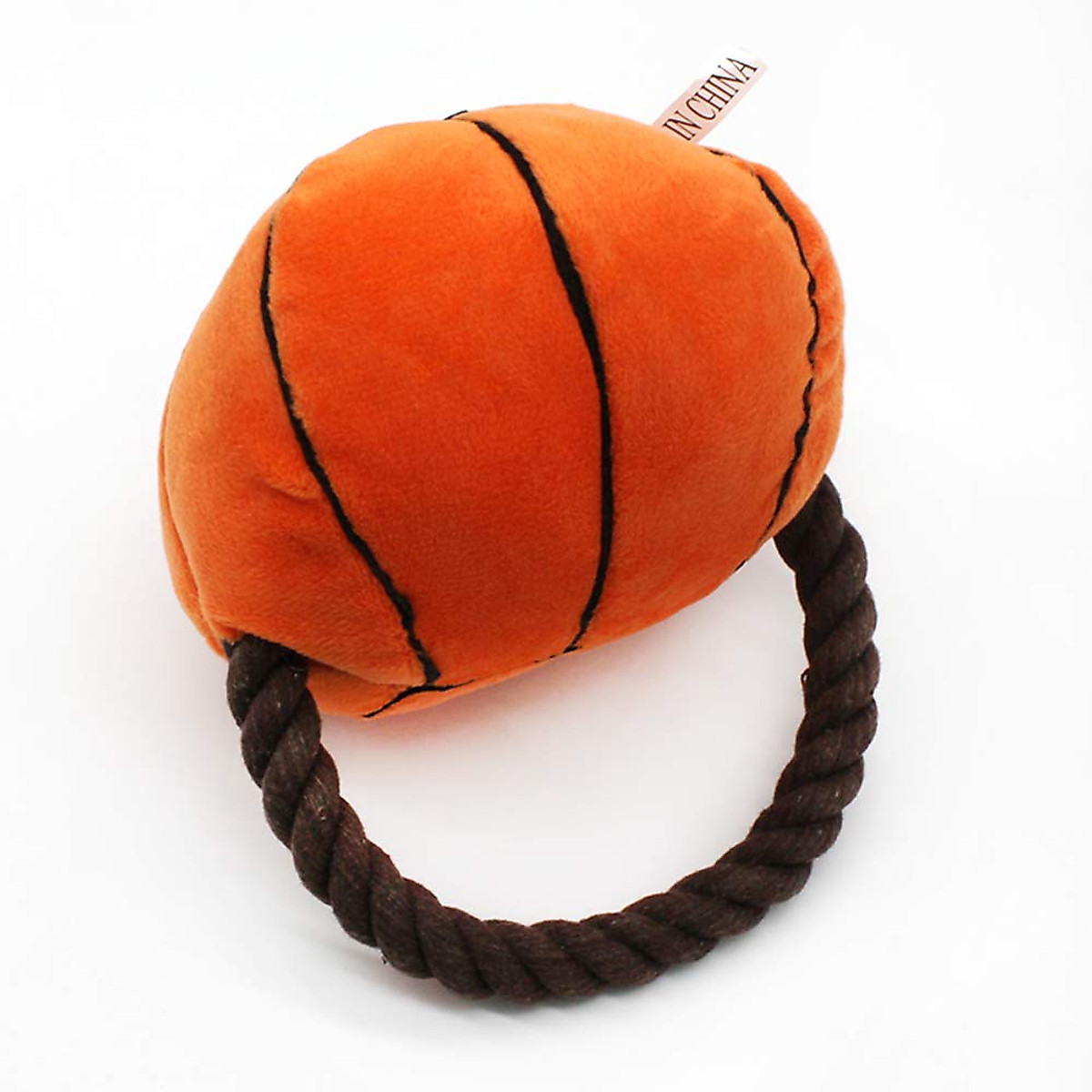 Cotton Rope Basketball Football Plush Doll Chewing Toy,Chewable Squeaky Toy for Pet Dog Cats - Baseball/Basketball/Football/Rugby