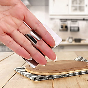 JK-GMTE 8 Pieces Finger Guards for Cutting, Stainless Steel Knife Cutting Finger Protectors Adjustable Safe Slice Hand Guard Protect Fingers for Food Chopping Slicing Cutting (Silver)