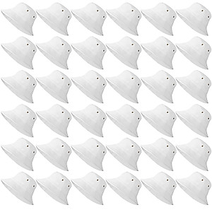 Xtinmee 36 Pcs Washed Cotton Bucket Hats Bulk Packable Unisex Trendy Lightweight Travel Summer Sun Hats for Women Men (White)