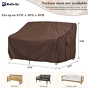 BRIVIC Patio Furniture Covers Waterproof for Sofa, Outdoor loveseat Covers Fits up to 54W x 38D x 35H inches, Brown
