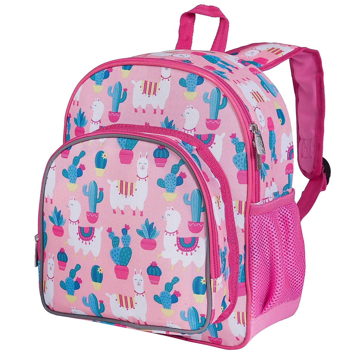 Wildkin 12 Inch Backpack Bundle with Insulated Lunch Bag (Llamas and Cactus Pink)