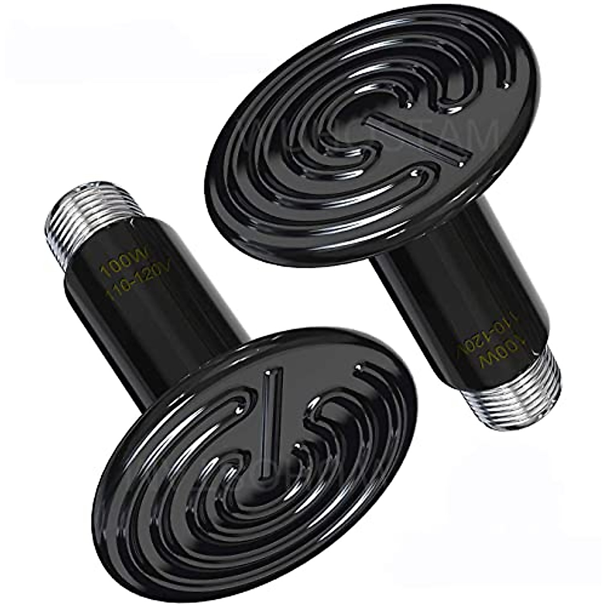 WUHOSTAM 2 Pack 100W Infrared Ceramic Heat Lamp, Black Reptile Heat Bulb No Light Emitter, Pet Heater for Aquarium and Terraium, Chicken Coop, Lizard, Turtle, Brooder, Snake, No Harm, ETL Listed