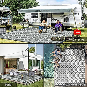 fifame Outdoor Camping Rug Patios Clearance Plastic Straw Weatherproof Reversible Mats, Large Floor Mat for RV, Backyard, Deck, Picnic, Beach, Trailer, Camping
