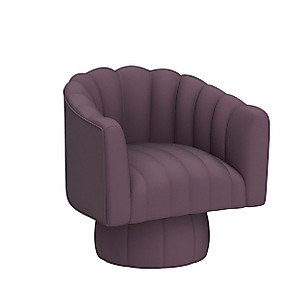 Accent Chair Mid Century 360 Degree Swivel Chair,Modern Lounge Sofa Round Barrel Chair with Wide Upholstered,Fluffy Velvet Fabric Chairs for Home Sofa Living Room/Bedroom/Waiting Room(Purple)