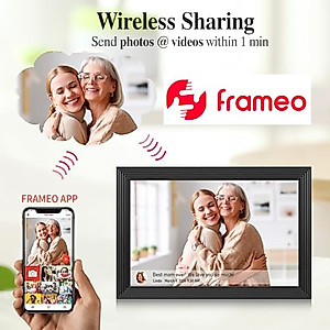 Digital Picture Frames Load from Phone, Frameo 10.1 inch Smart WiFi Digital Photo Frames You Can Send Pictures to, 1280x800 IPS LCD Touch Screen, Built in 32GB, Gift for Friends and Family…
