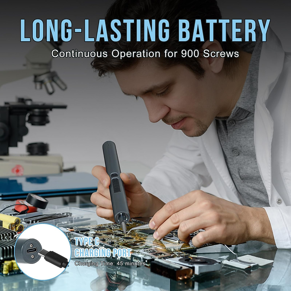 3.7V Mini Electric Screwdriver, 24 IN 1 Cordless LED Light Mini Screwdriver Set with 24 S2 Magnetic Bits, 2 Torque Settings, Precision Screwdriver Set Tool Set for Phone|PC|RC|Watch