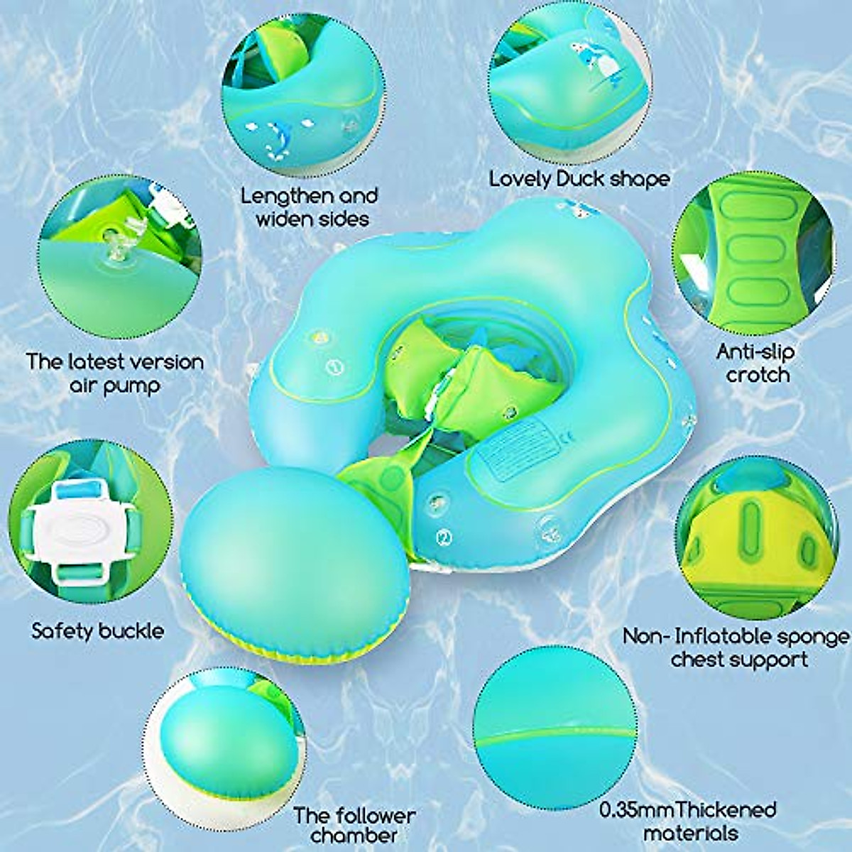 Relaxing Baby - Swimming Ring with Adjustable Seat Pocket,Removable Floating Ball,New Upgrade Baby Swim Ring with Canopy for Ages 6-36 Months