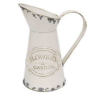 Soyizom Galvanized Metal Pitcher Farmhouse Decor Jugs White Pitcher Vases Flower Jugs Vase Shabby Chic Decor Water Can Milk Jug Rustic Decorations for Home Christmas Wedding,White-Jug/8.9”H-Small
