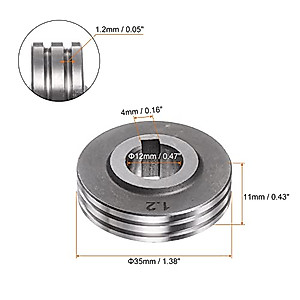 HARFINGTON Mig Welder Wire Feed Drive Roller 35x12x11x4mm Keyway Width Roll Parts Replacement U Groove 0.05"