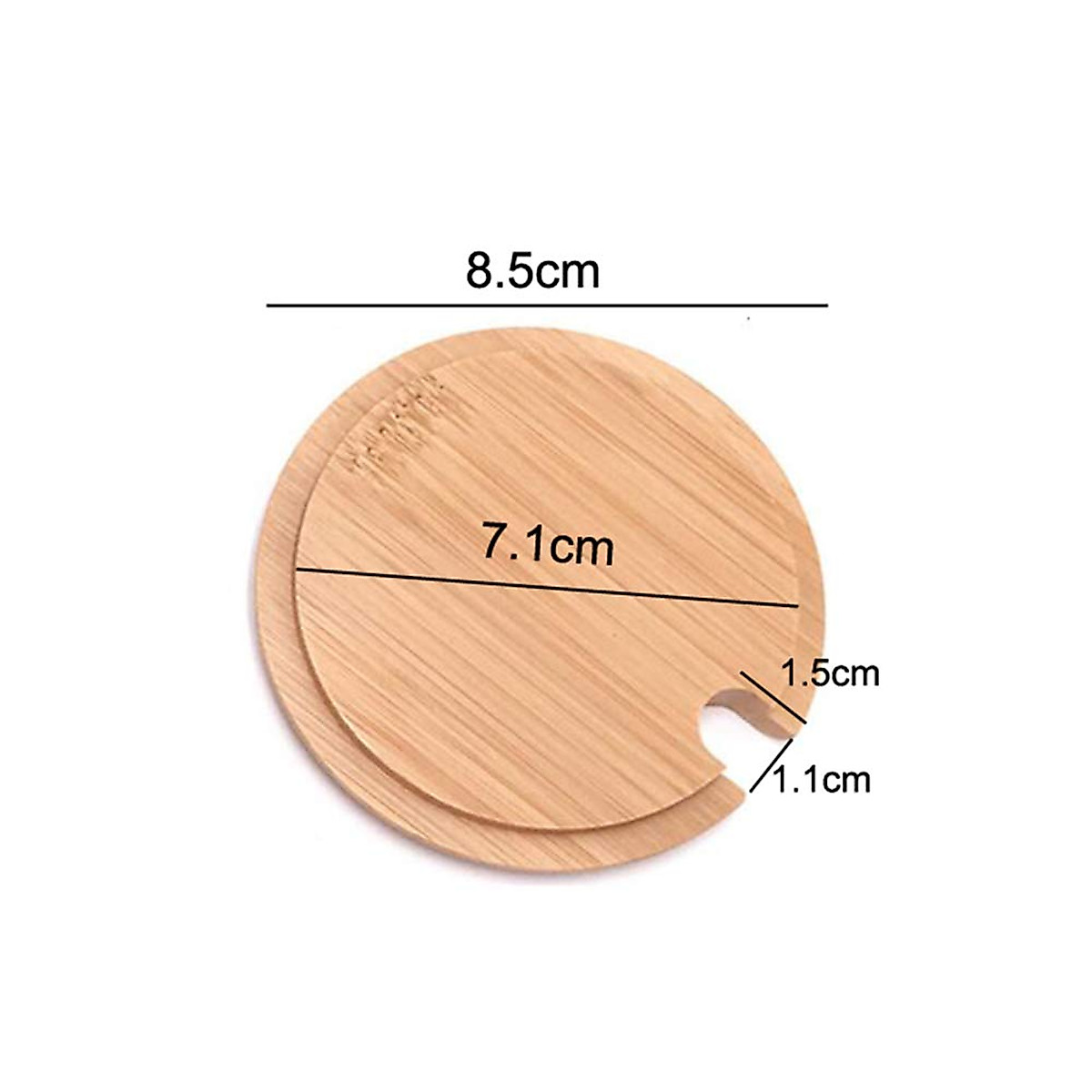 4Pcs Natural Bamboo Mug Lids with Spoon Hole Regular Mouth Mug Cover Heat Resistant Decorative Bamboo Lids Compatible Cup Lid for Drink Cup Coffee Mug Jar (Outer Diameter 3.35inch)