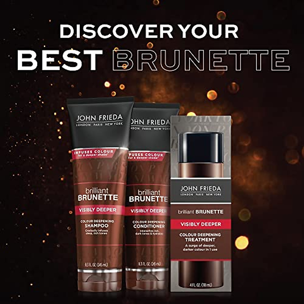 John Frieda Brilliant Brunette Hair Color Deepening Treatment, for Cocoa Infused, Darker Color, 4 oz, with Evening Primrose Oil (Pack of 2)