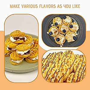 FineMade Mini Waffle Maker Machine, Small Waffle Bites Maker for Kids, Makes 8 x 2” Tiny Waffle Bites, Ideal for Breakfast, Snacks, Desserts and More