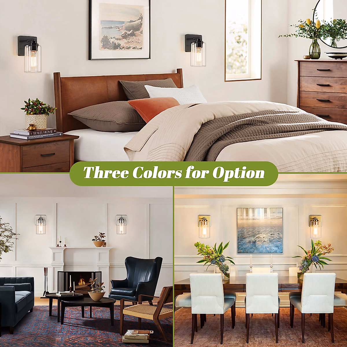 Wall Sconces, Gold Bathroom Light Fixtures, Modern Vanity Lights, Sconces Wall Lighting with Clear Glass, Sconces Wall Decor Set of 2, Wall Light Fixture for Mirror, Living Room, Bedroom, Hallway, E26