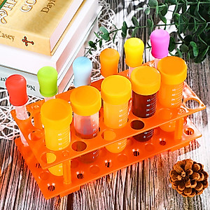 Weewooday 12 Pieces Jumbo Test Tubes with Stand Set, Primary Science Including 5 Pieces Jumbo Test Tubes, 6 Pieces Liquid Droppers Silicone and 1 Piece Storage Stand, Multi-Color, Ages 6 and Above