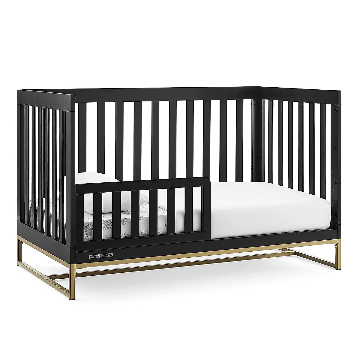 Delta Children Jade 4-in-1 Convertible Crib - Greenguard Gold Certified, Ebony/Bronze