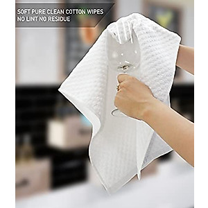 COTTON CRAFT Euro Café Set of 12 Waffle Weave Pure Cotton Super Absorbent Multipurpose Kitchen Towels, Dishcloths, Tea Towels White