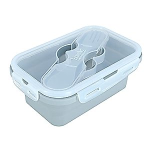Krumbs Kitchen Essentials Collapsible Silicone Lunch Container Box Food Storage for School, Work, Travel Friendly - Gray