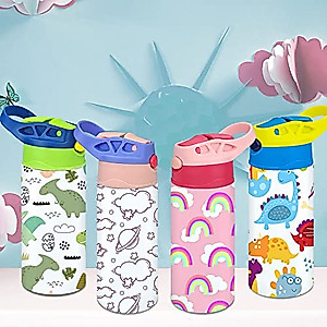 XccMe Kids Sublimation Tumbler,12 PACK 12oz Stainless Steel Sublimation Sippy Cup,Double Wall Insulated Kids Tumbler with Handle,Spill Proof lid,Shrink Films,Silicone Bottoms,for Water,Drinks