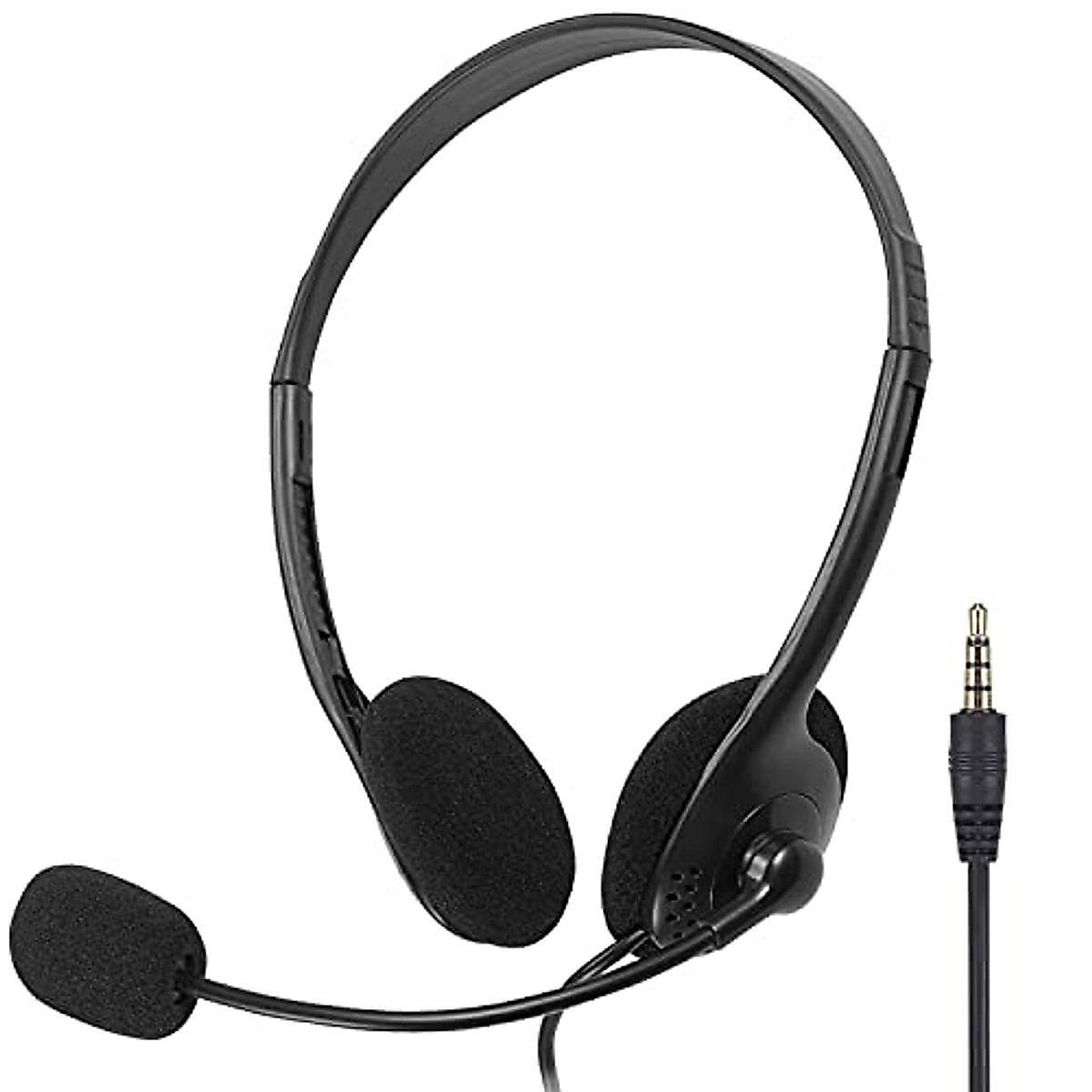 CN-Outlet School Headphones with Microphone 50 Pack in Bulk Wholesale Disposable Stereo Headsets for Classroom Students Kids and Adult (MIC, 50 Black)