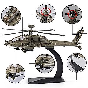 OANMYJJO Helicopter for Boys AH-64 Longbow Apache Helicopter Model Airplane,Diecast Military Attack Helicopter，Model Airplane with Light and Sound，Suitable for Military Lovers to Collect and Gift.
