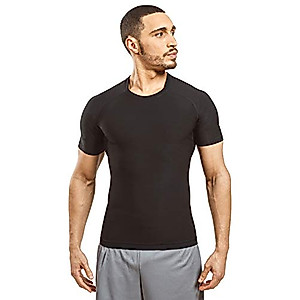 Sweat Shaper Men's Athletic Tee, Short Sleeve Compression T-Shirt, Performance Baselayer Workout Shirt (Black, X-Large)
