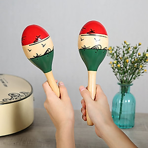 Professional Maracas, Wooden Rumba Shaker Rattle Latin Percussion Musical Instrument with Clear Sound for Adults Kids, Set of 2