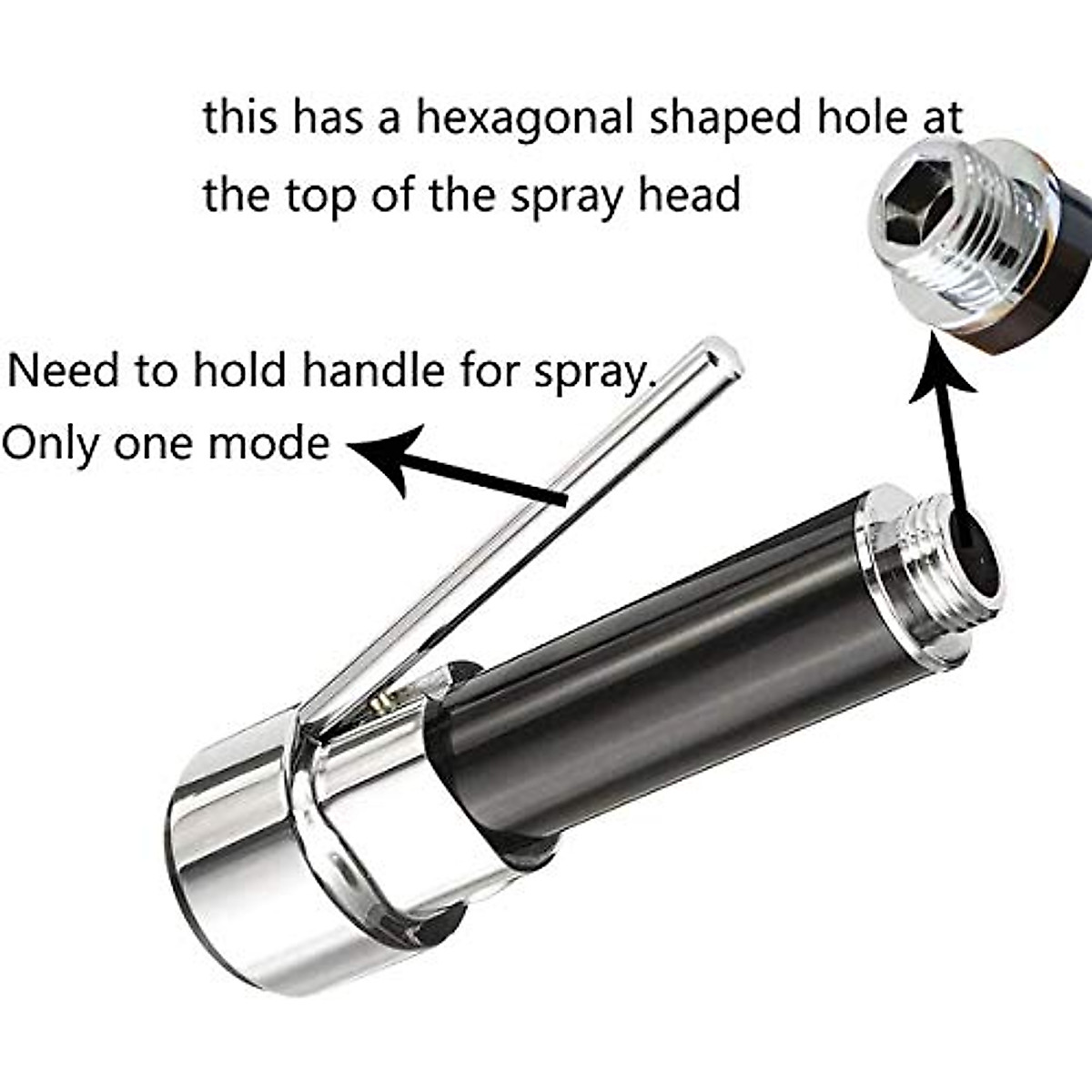 Kitchen Tap Spray Head, ABS Kitchen Tap Sprayer Head, Sink Faucet Sprayer Head Nozzle Replacement Part, Pull Down Faucet Hose Sprayer Head Nozzle Spout G1/2 Male Connection, only One Setting, Chrome