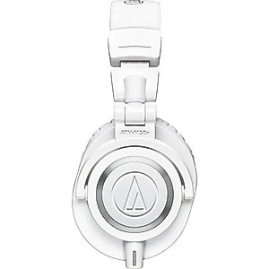 Audio-Technica ATH-M50xWH Monitor Headphones (White) with Headphone Stand and Headphone Extension Cable 10'