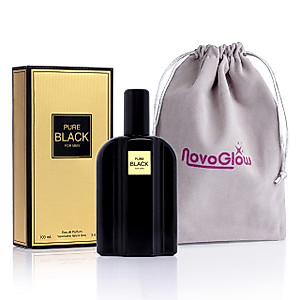 PURE BLACK,Eau de Parfum Spray Perfume, Fragrance For Women-Daywear, Casual Daily Cologne Set with Deluxe NovoGlow Suede Pouch- 3.4 Oz Bottle- Ideal EDT Beauty Gift for Birthday, Anniversary