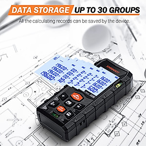 Laser Measure 196Ft, ENGiNDOT Digital Laser Distance Meter with 2 Bubble Levels, M/in/Ft/Ft+in Switch, IP54 Waterproof & Dust-Proof, Backlit LED, Measure Distance, Area, Volume, Pythagorean Mode