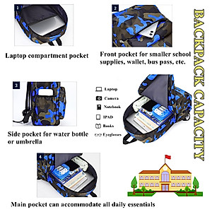 Kids Backpack for Boys Camo Print Elementary School Bag Preschool Daypack Outdoor Kindergarten Bag