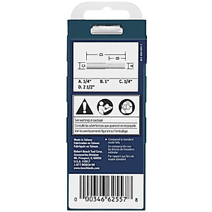 Bosch 85987MC 1/4 In. x 1 In. Solid Carbide Double-Flute Straight Router Bit