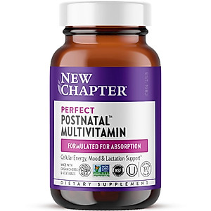 New Chapter, Postnatal Vitamins Lactation Supplement, Complete Multivitamin with Fermented Vitamin D3 + B Vitamins, Made with Organic Vegetables & Herbs, Non-GMO Ingredients, 192 Count