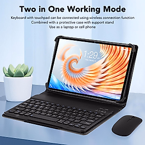 2 in 1 Tablet 10.1 Inch, Android 12 Tablet with Keyboard, Octa Core 8GB RAM 256GB ROM, 8MP+16MP Dual Camera, FHD Dispaly, 2.4G/5G WiFi, BT5.0, 4G Network, 7000mAh Battery (Black)