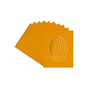 CountryArtHouse Golden Orange Acid Free 6x9 Oval Picture Frame Mat with White Core Bevel Cut for 3x5 Pictures - Fits 6x9 Frame - Pack of 10 Matboard Show Kits with Acid Free Backings & Clear Bags
