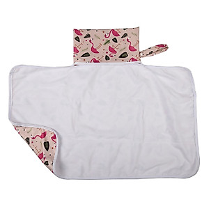 Sigzagor Baby Diaper Changing Mat Pad Portable Foldable Washable Compact Travel Nappy Waterproof Play Mat 30inx18.5in (Flamingo)