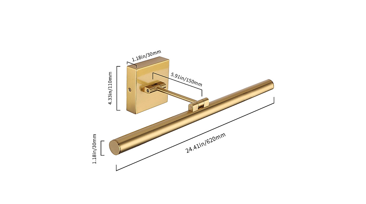 24.4" LED Picture Light Fixture - Brass Artwork Wall Lamp