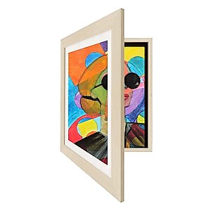 TUTULOO A4 Kids Art Frame - Holds 50 Pcs Art Work - Dark Acrylic Frame - Minimalist Style - Front Opening - Vertical Orientation - Tabletop, Wall Mount