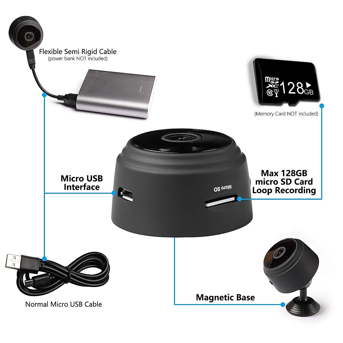 YADACAM Mini Spy Hidden Camera，Portable Wireless HD 1080P Small Nanny Cop IP Cam Home Security Motion Detection Nigh Vision Remote View Video Recorder