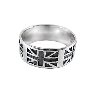 Sterling Silver Union Jack Band Ring, Size 11