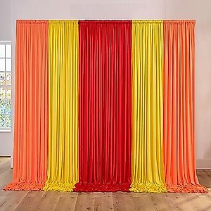 30ft x 10ft Wrinkle Free Rainbow Backdrop Curtains for Parties, 10x10ft Red Backdrop Curtains & 10x10ft Orange Backdrop Curtains & 10x10ft Yellow Backdrop Curtains Drapes for Birthday