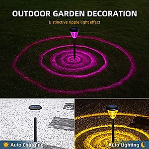 Fudosa Solar Pathway Lights, Warm/Color Changing Solar Garden Lights Outdoor Waterproof for Yard Path, Walkway, Driveway, Landscape Lighting, 4 Packs