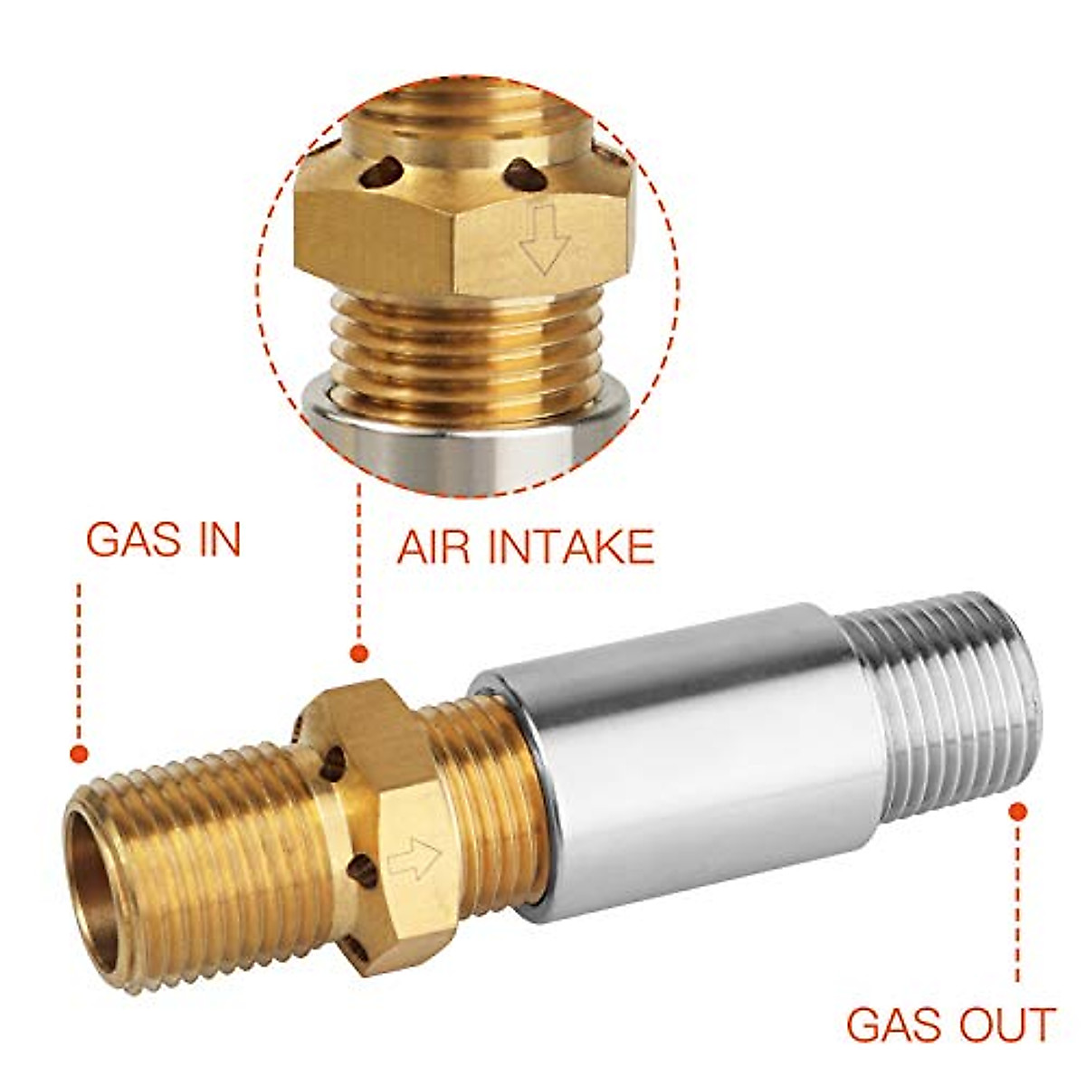 EXCELFU Fire Pit Installation Kit with 1/2" Chrome Key Valve, Propane Gas Fire Pit Valve Control System Kit Hose Assembly Replacement for Propane Gas Connection, 150K BTU Max