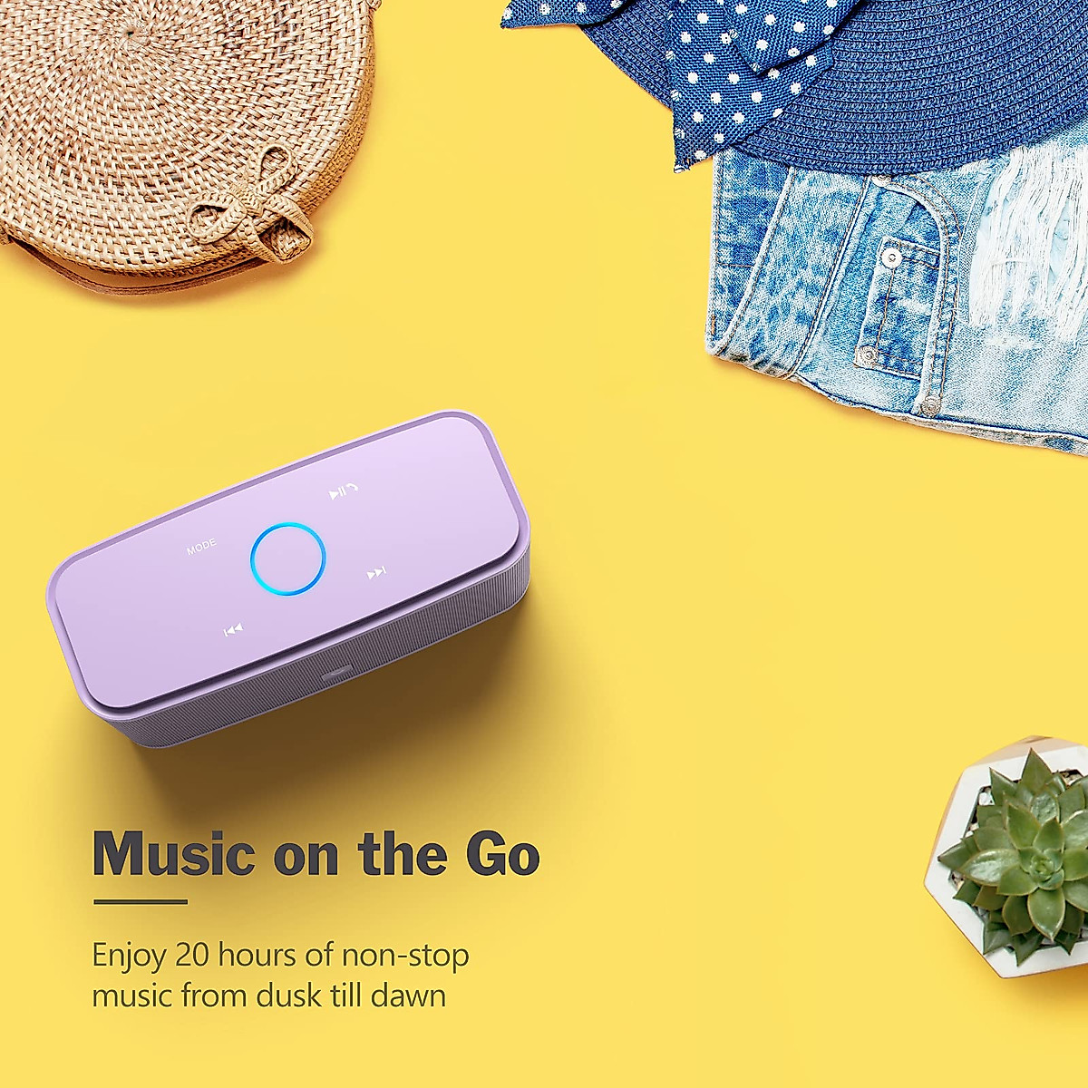 DOSS Bluetooth Speaker, SoundBox Touch Portable Wireless Bluetooth Speaker with 12W HD Sound & Bass, IPX5 Waterproof, 20H Playtime, Touchpad Control, H&sfree, Speaker for Home,Outdoor,Travel Purple