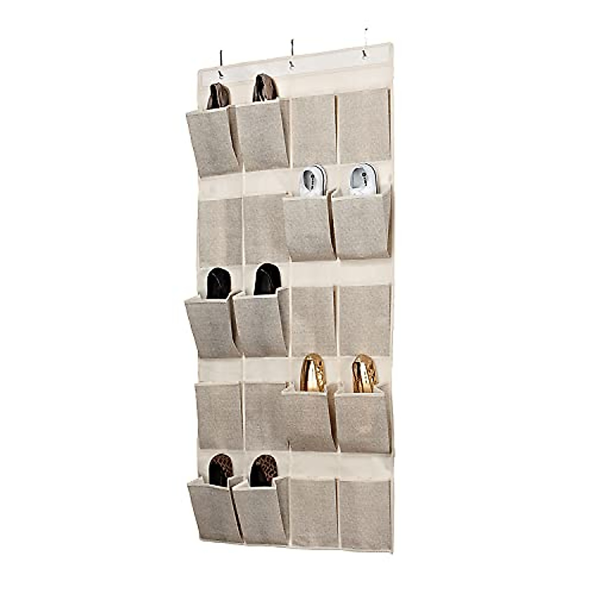 Simplify Over the door 20 pocket shoe organizer in Faux Jute