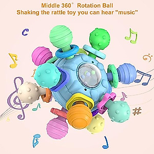 Baby Sensory Teething Teether Toys: Teething Toys for Babies 0-6 Months, Baby Toys 6 to 12 Months, Baby Teething Ball, Infant Toys for 0 3 6 9 12 Months, Baby Girls Boys Gift(Blue)